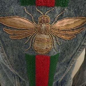 Tiana B. | Jackets & Coats | Jean Jacket With Embellished Bee Design Xs ...
